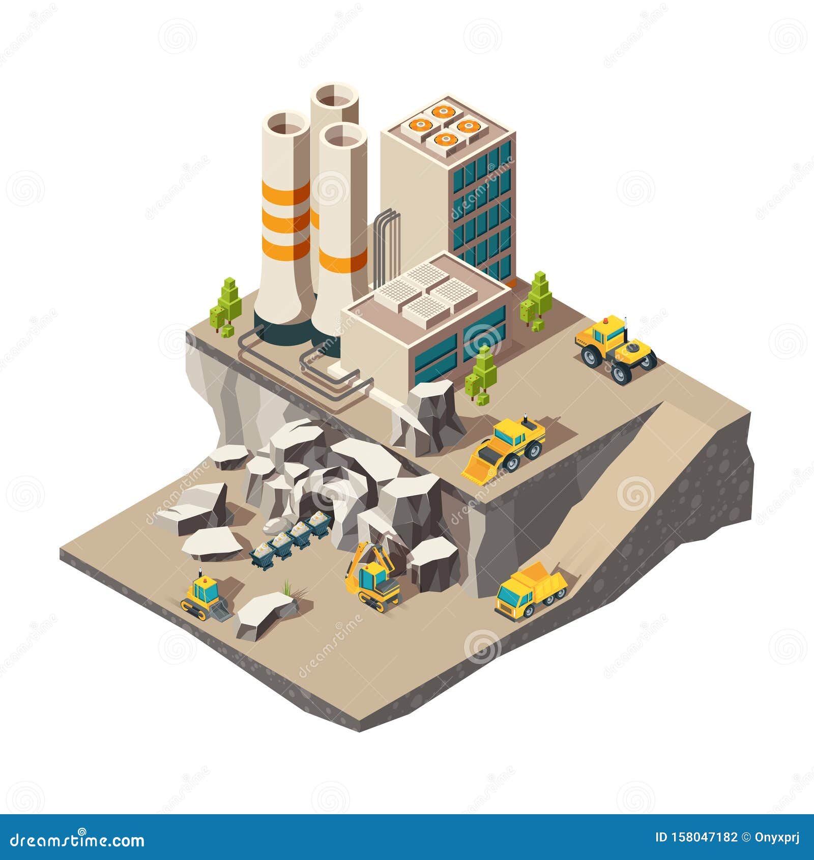 Mining Isometric. Rock Mine Industry Production Quarry Construction ...