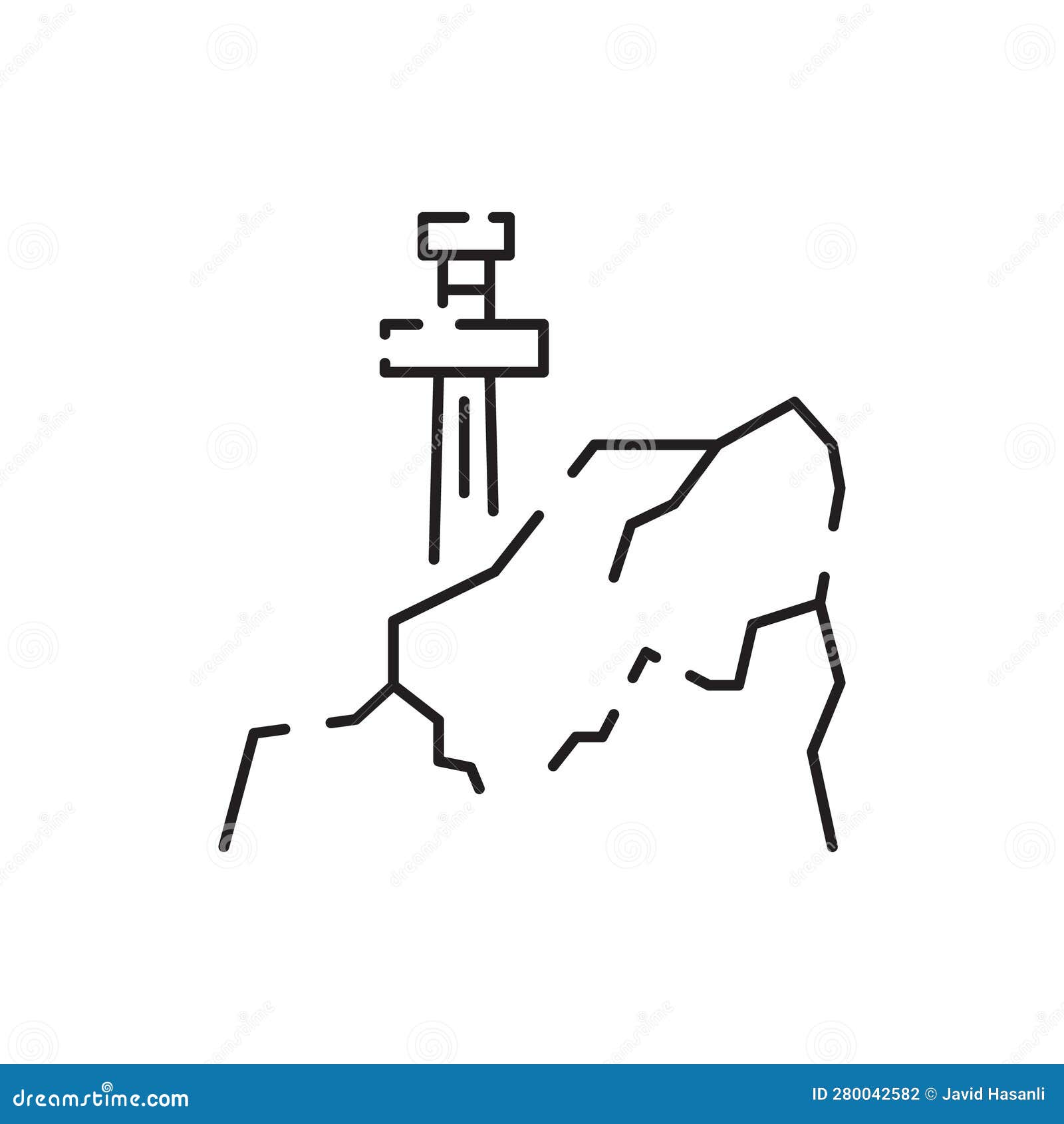 Mining Line Icon. Extraction of Minerals in the Mine and Surface ...