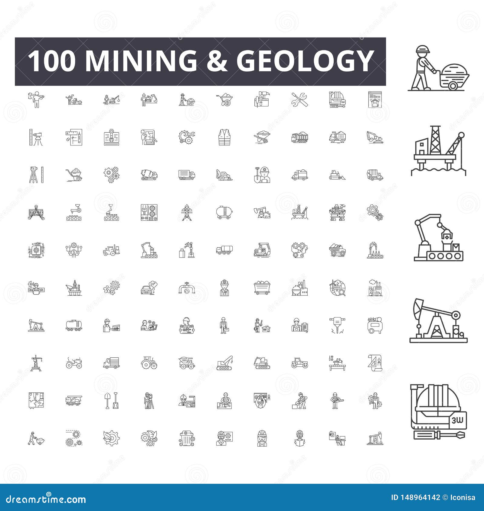 Mining Line Icons, Signs, Vector Set, Outline Illustration Concept ...