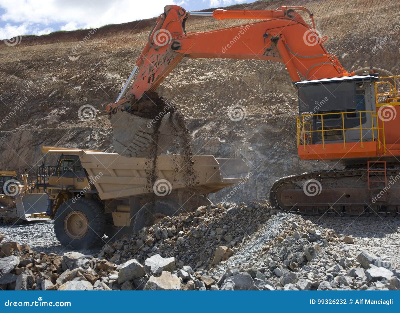 Mining loader stock photo. Image of orange, machinery - 99326232