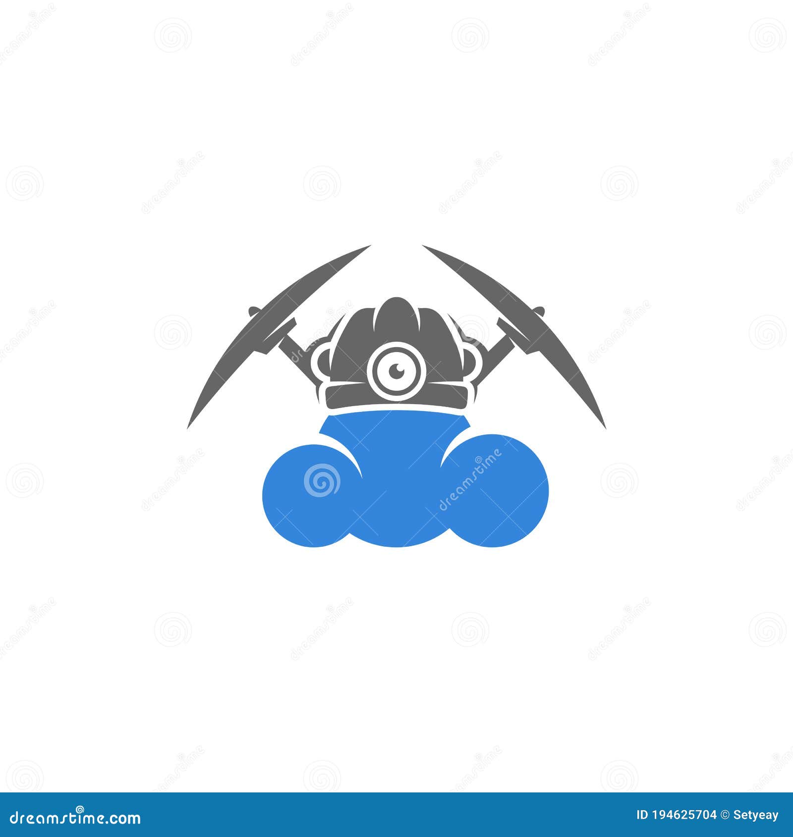 Mining Logo Template with Cloud. Stylish Monochrome Vector Illustration ...