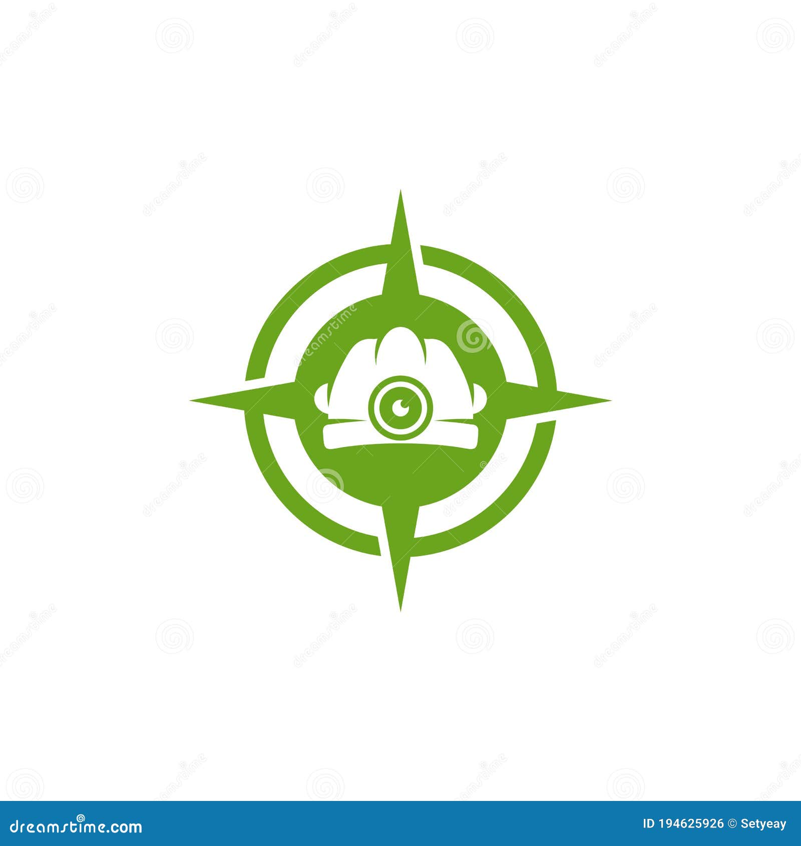 Mining Logo Template with Compass Concept. Stylish Monochrome Vector ...