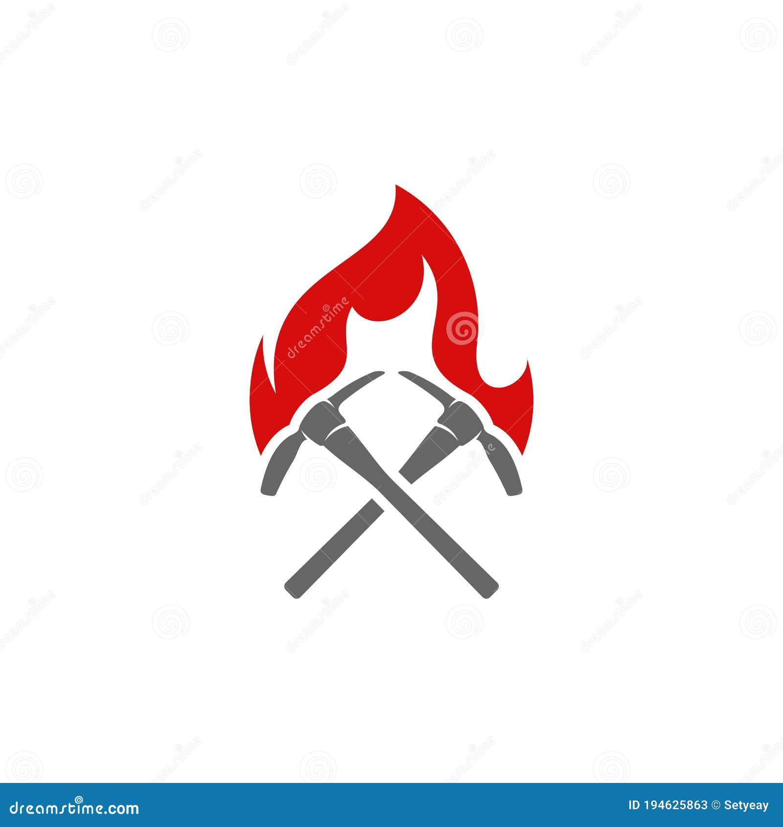Mining Logo Template with Fire Concept. Stylish Monochrome Vector ...
