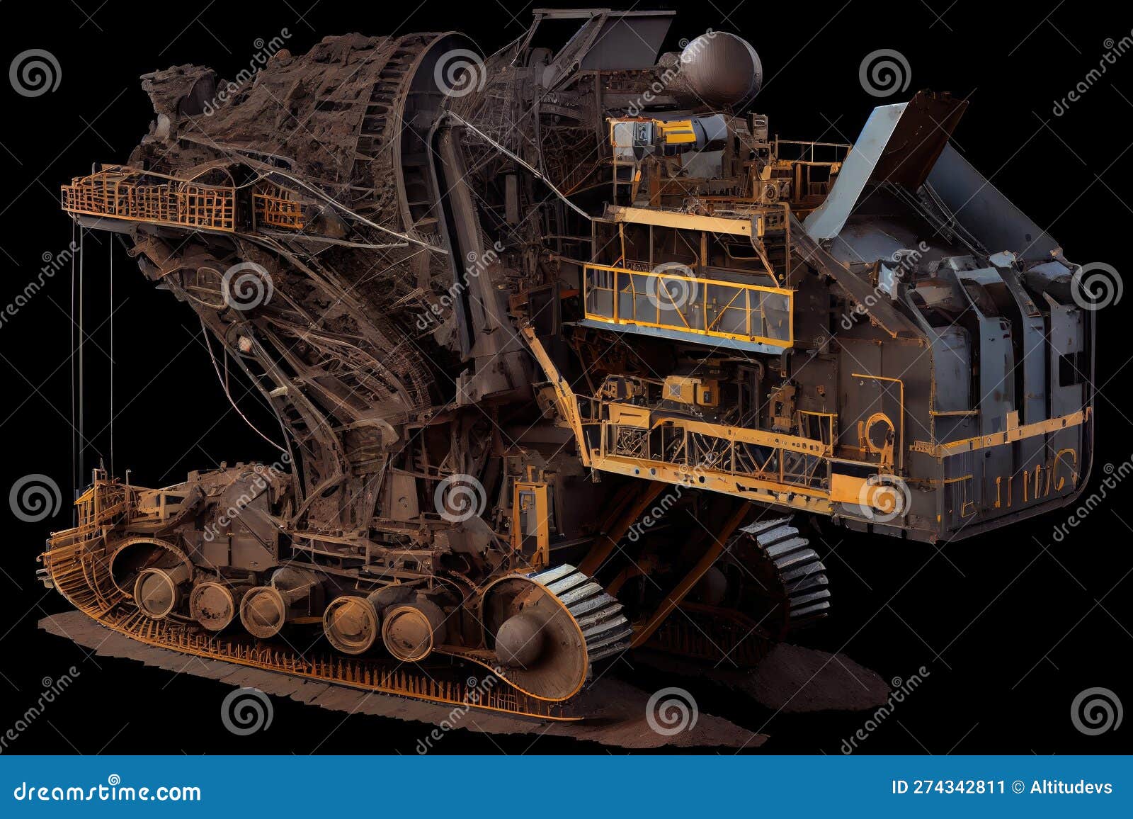 Mining Machine with Cutaway View of Its Inner Workings and Coal Being ...