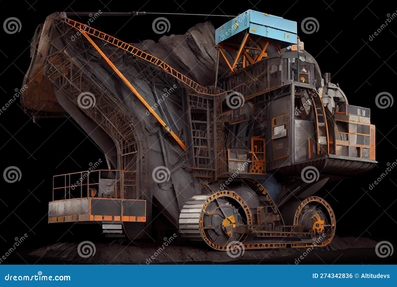 Mining Machine with Cutaway View of Its Inner Workings and Coal Being ...