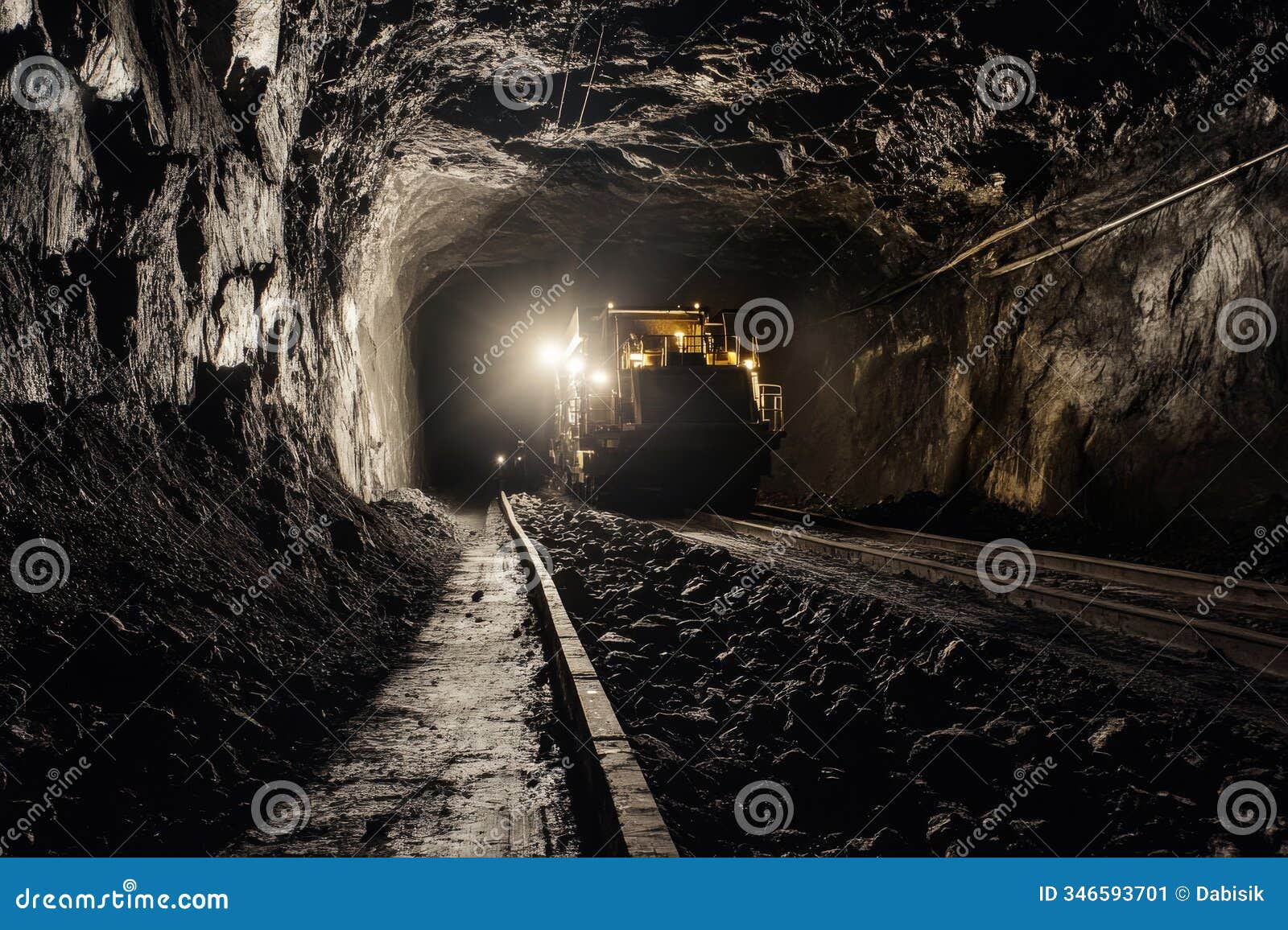 Mining Machine Working in Coal Mine Tunnel Stock Image - Image of stone ...