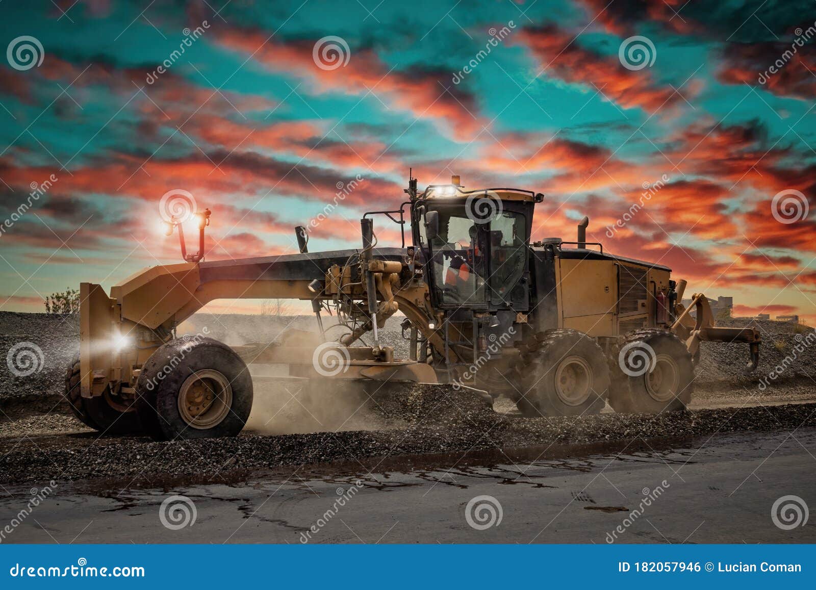 Mining machinery grader stock photo. Image of engine - 182057946