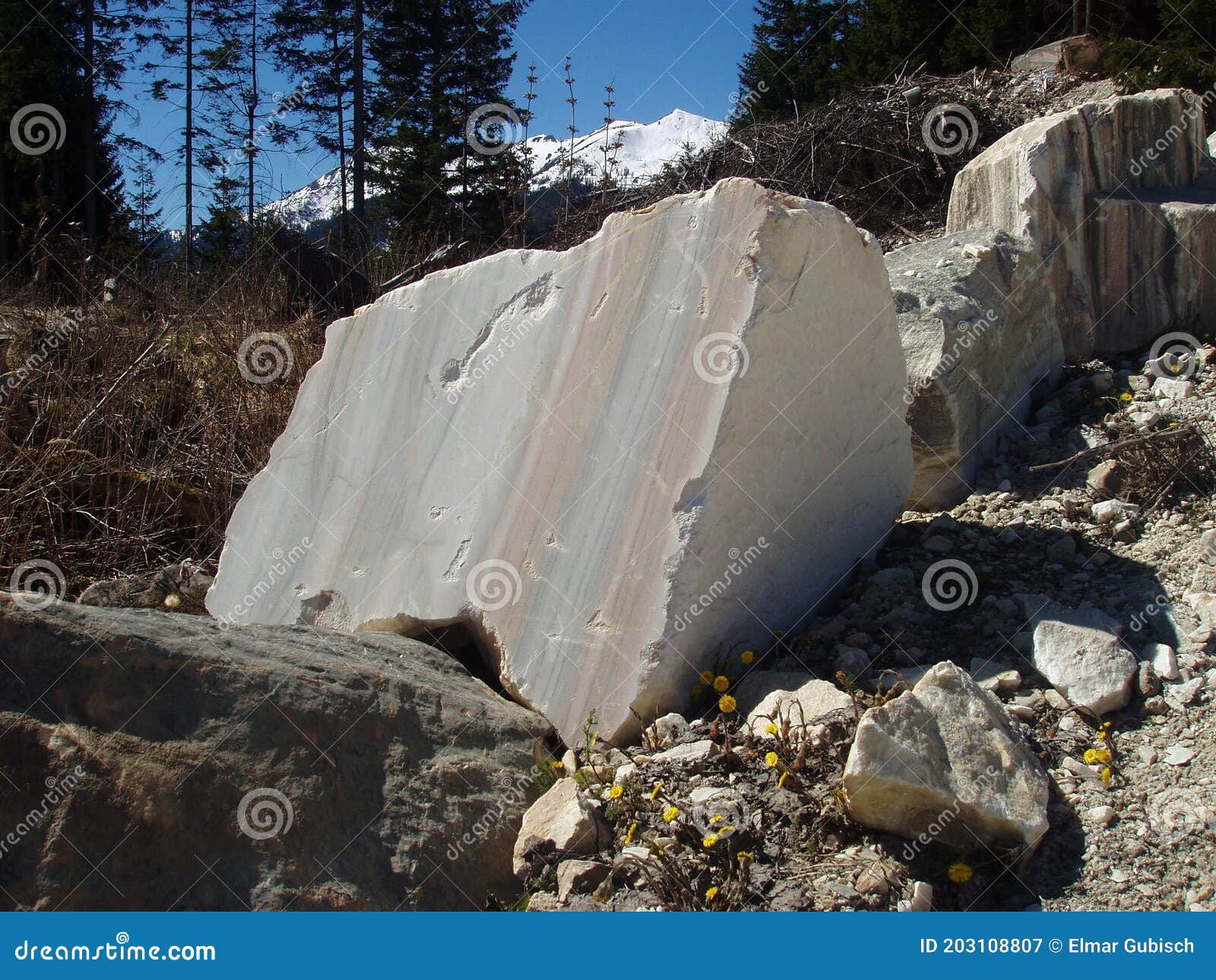 Mining in a marble quarry stock image. Image of marble - 203108807