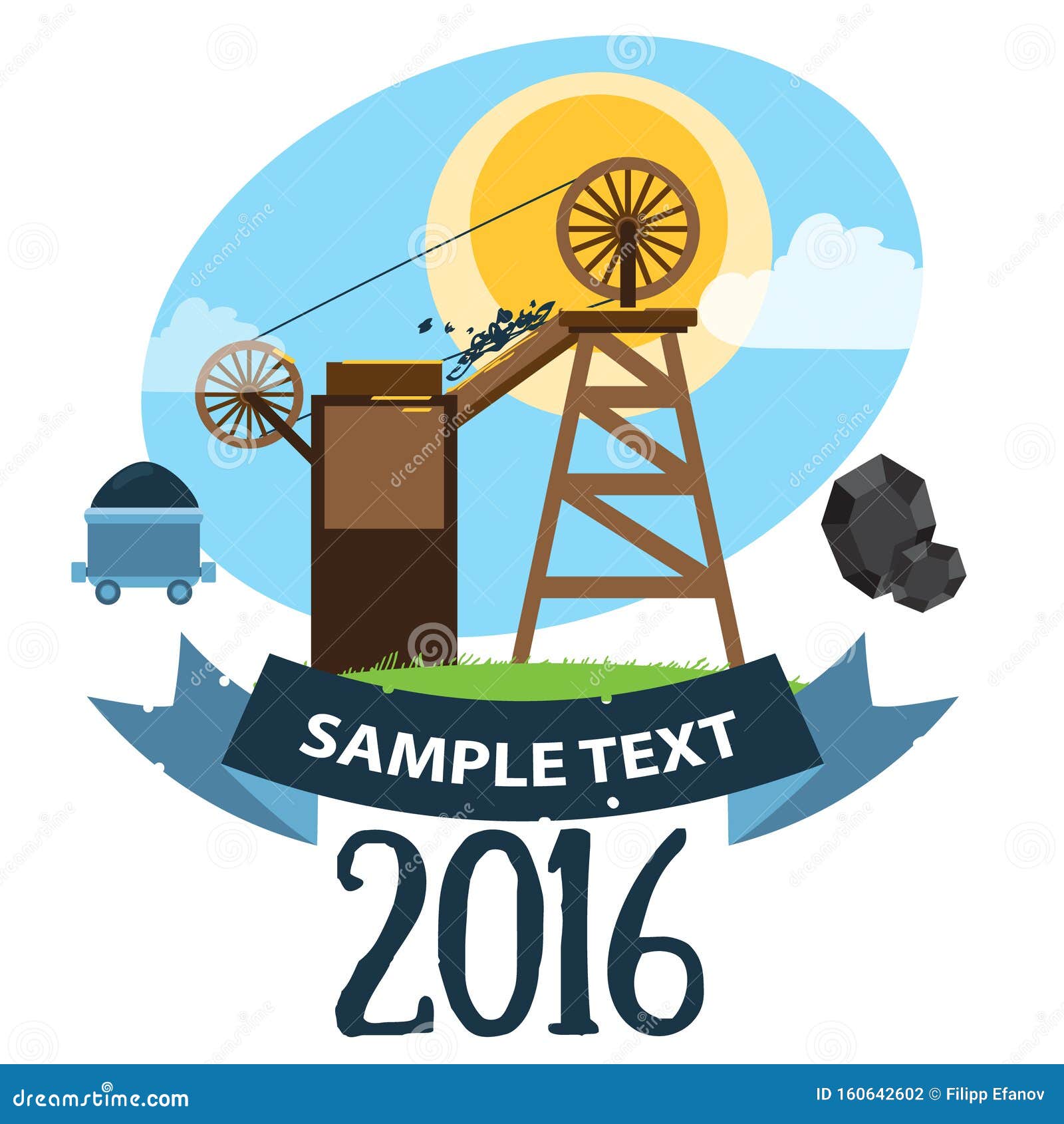 Mining Mine Logo with a Banner for an Inscription Stock Illustration ...