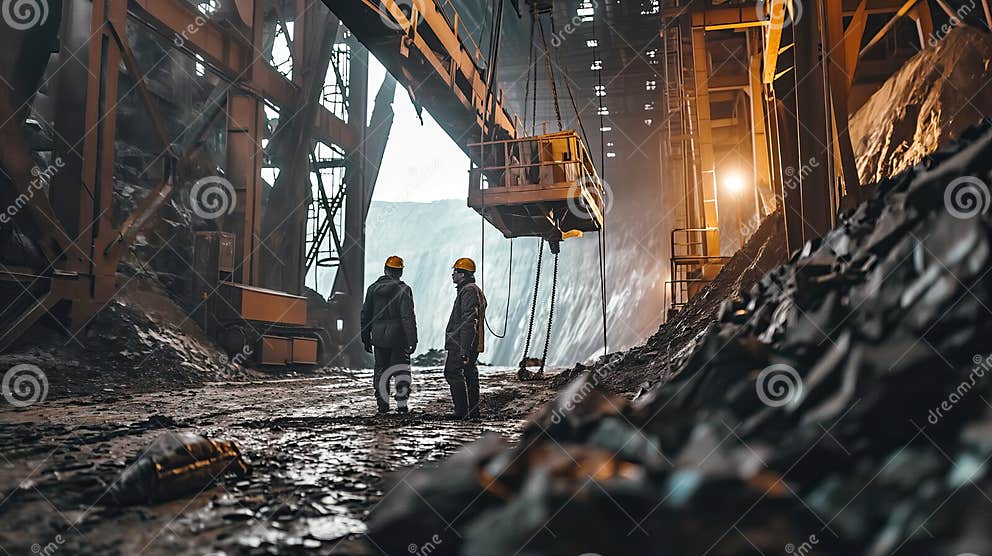 Mining Mine with Miners stock image. Image of tunnel - 302860127