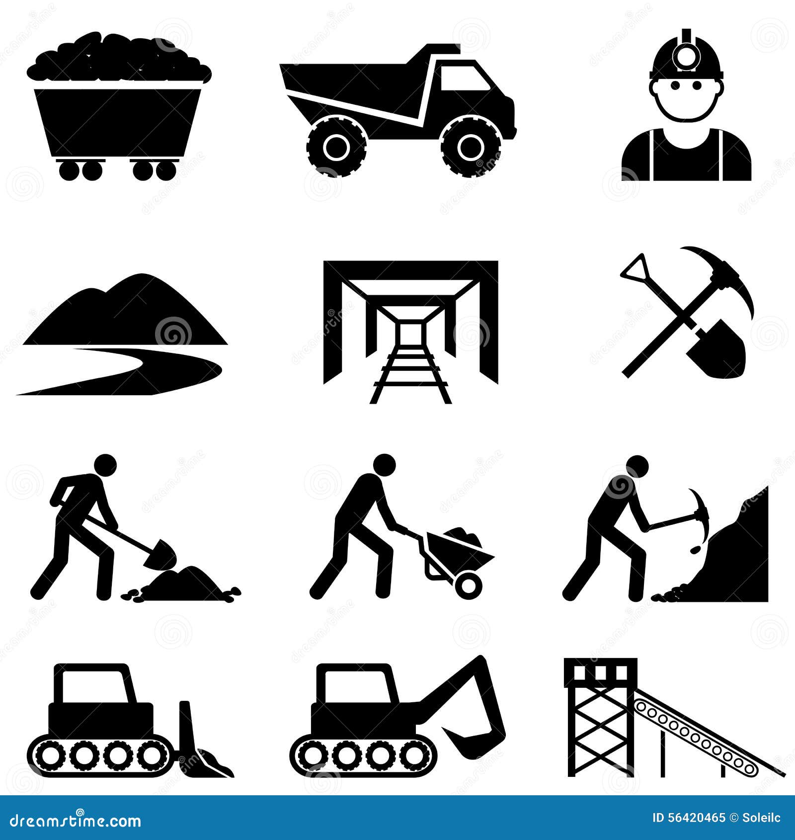 Mining And Miner Icon Set Stock Vector - Image: 56420465