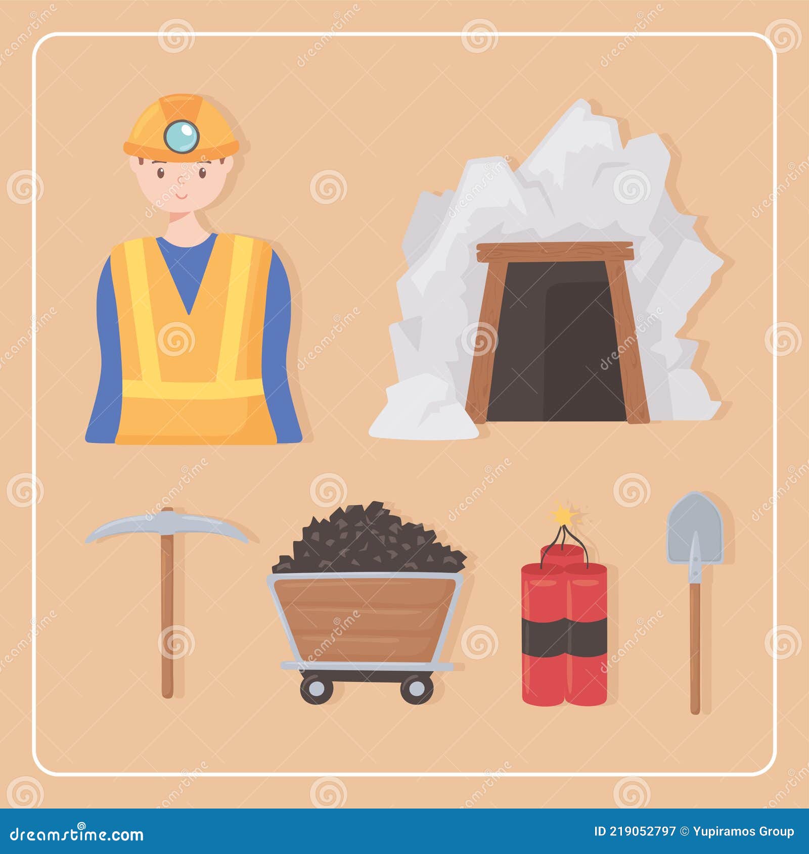 Mining cartoon icons stock vector. Illustration of work - 219052797