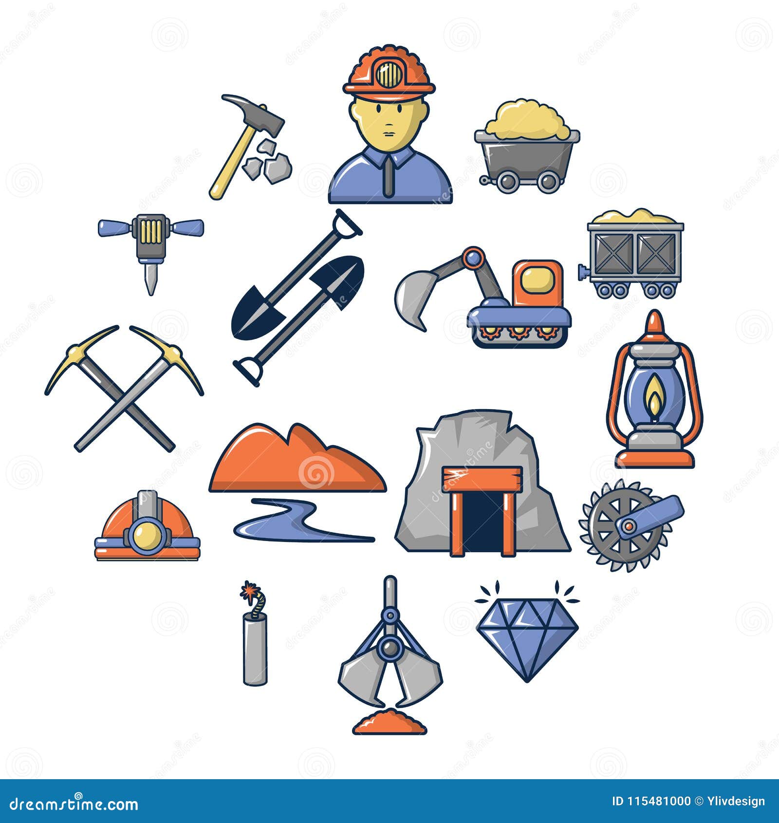 Mining Minerals Business Icons Set, Cartoon Style Stock Vector ... Mining Minerals Business Icons Set, Cartoon Style Stock Vector ...