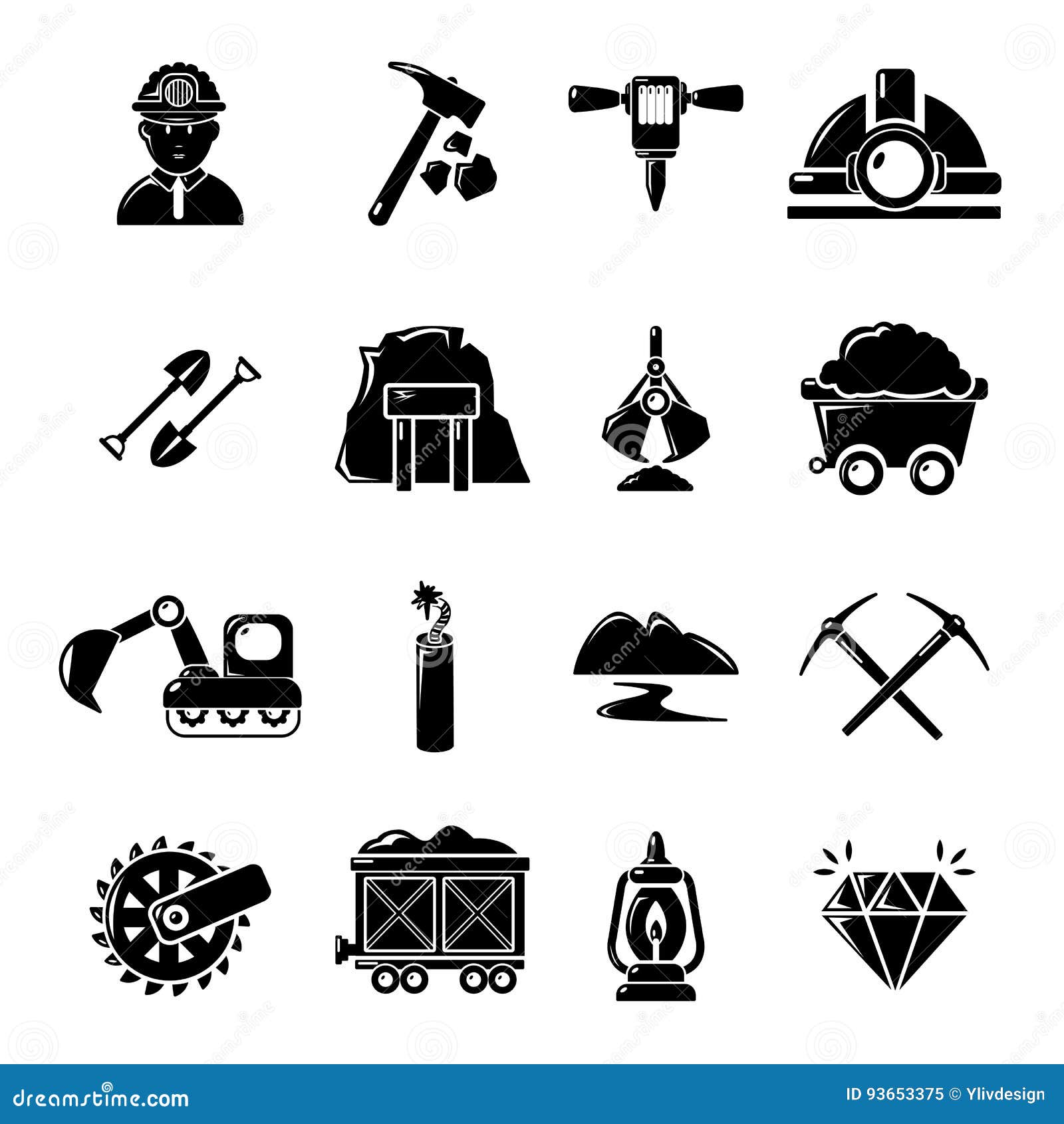 Mining Minerals Business Icons Set, Simple Style Stock Vector ...