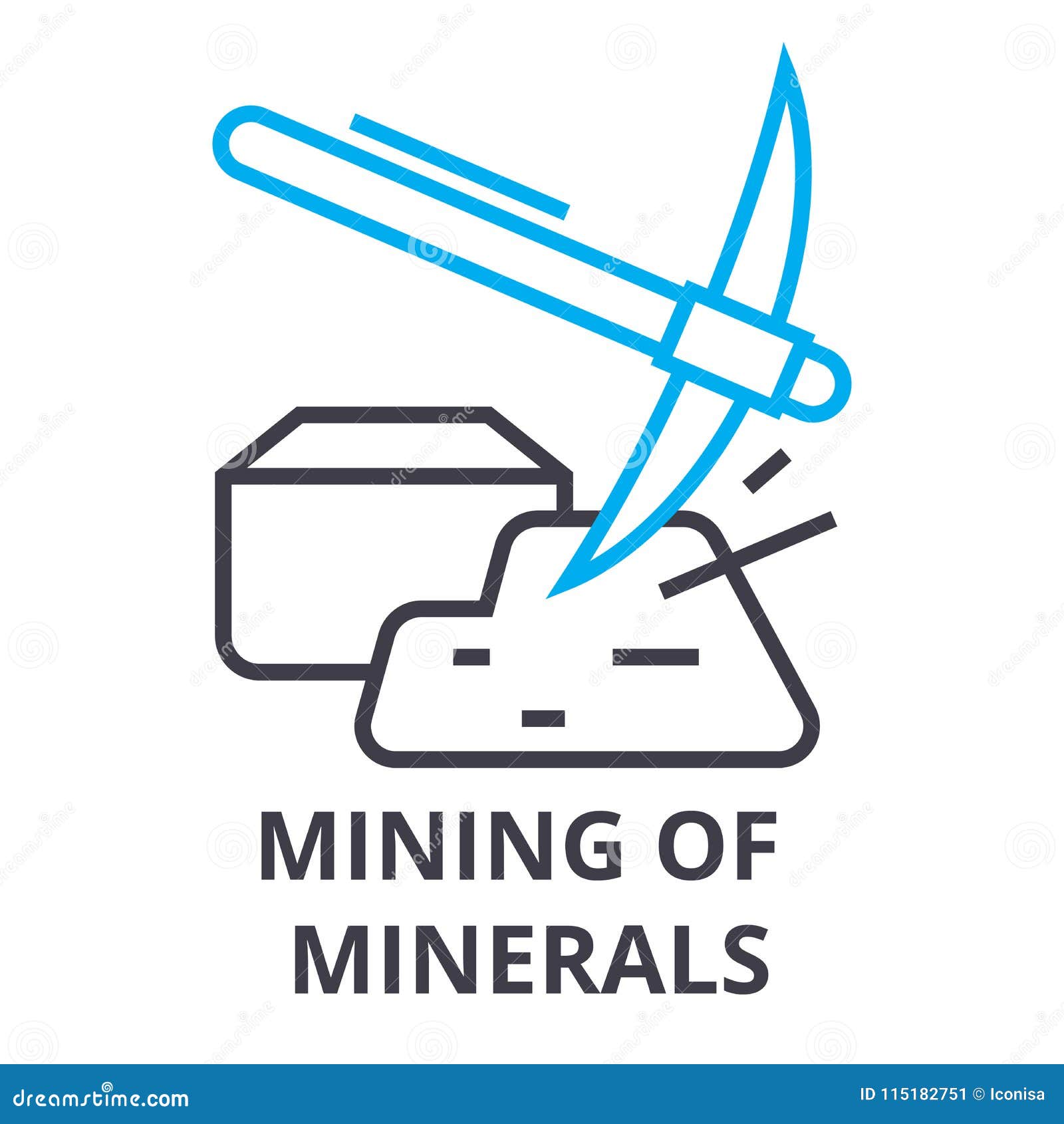 Mining of Minerals Thin Line Icon, Sign, Symbol, Illustation, Linear ...
