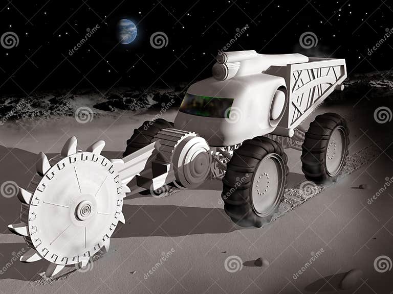 Mining on the moon stock illustration. Illustration of colonise - 33333132