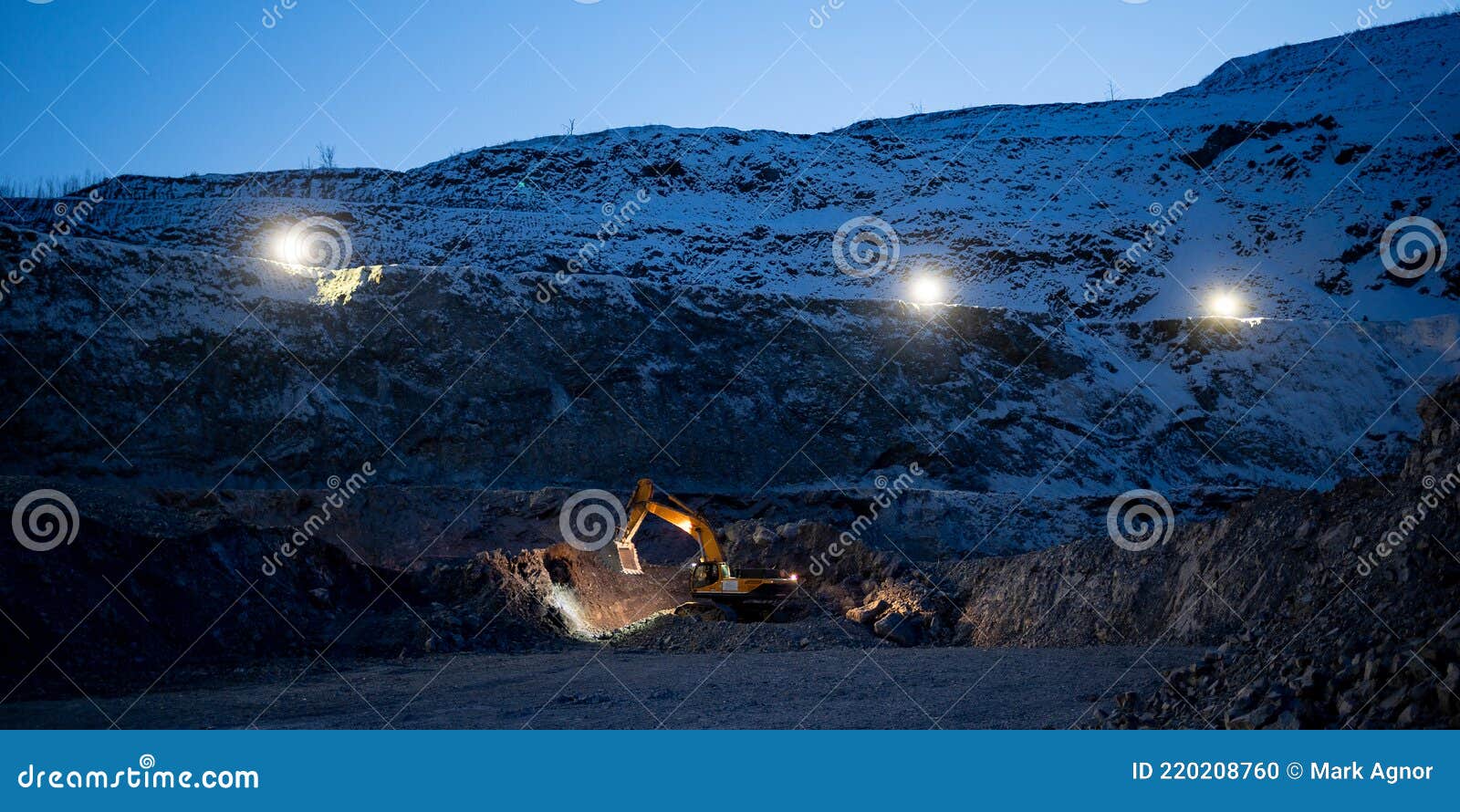 Mining Night Open Pit Equipment Excavator Extract Editorial Image ...