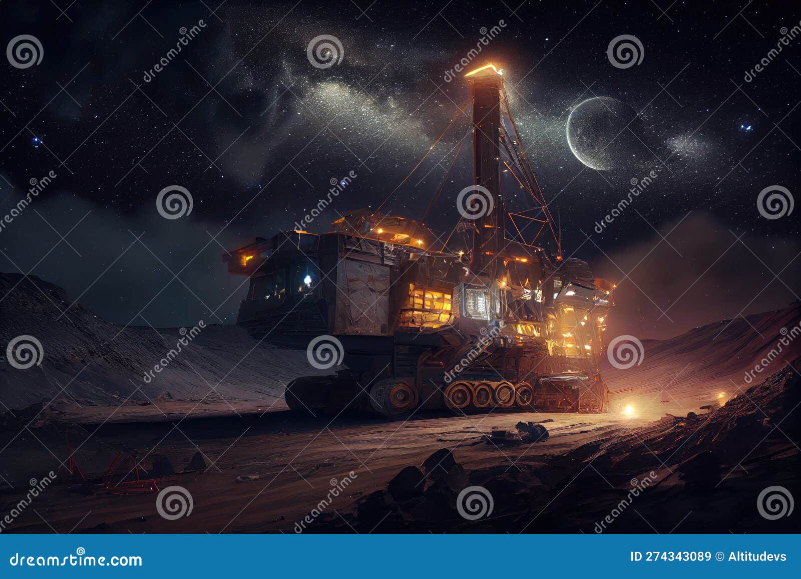 Mining Operation with View of the Night Sky, Stars Visible Stock ...