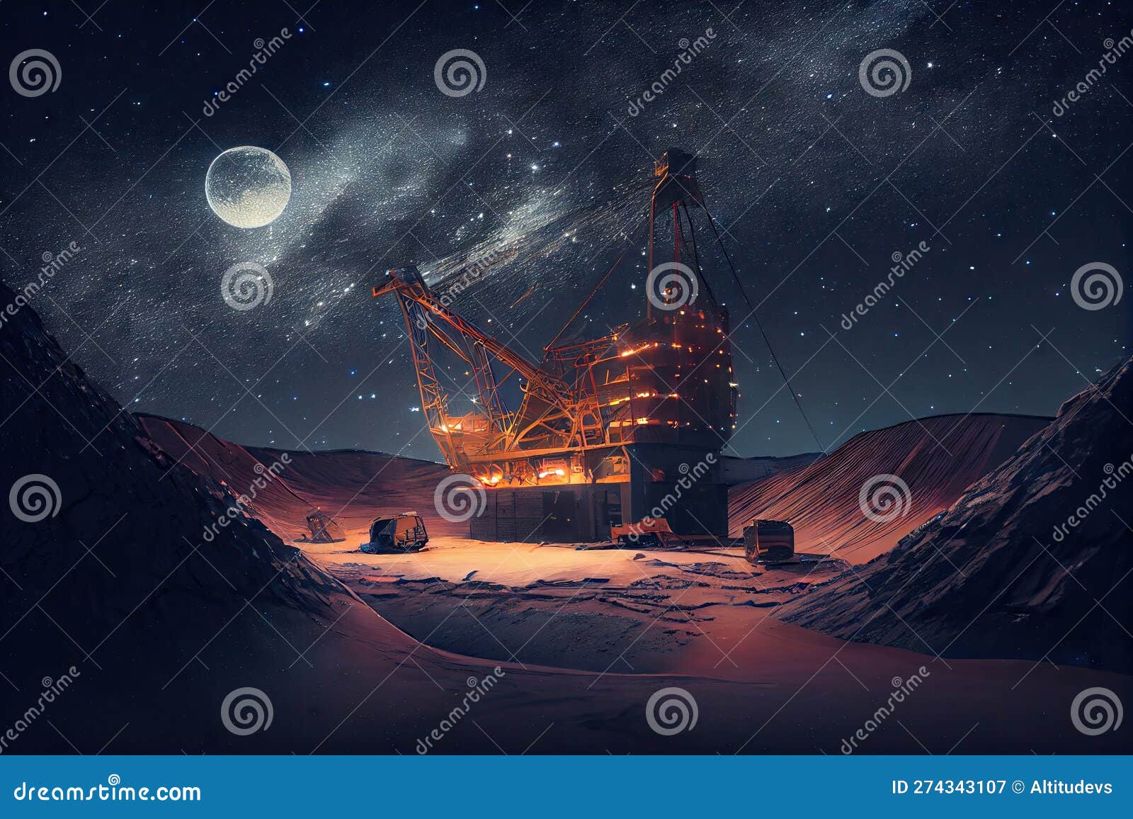 Mining Operation with View of the Night Sky, Stars Visible Stock ...