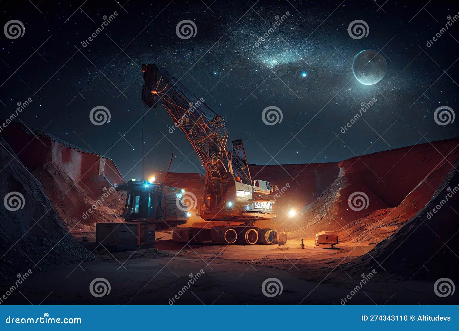 Mining Operation with View of the Night Sky, Stars Visible Stock ...