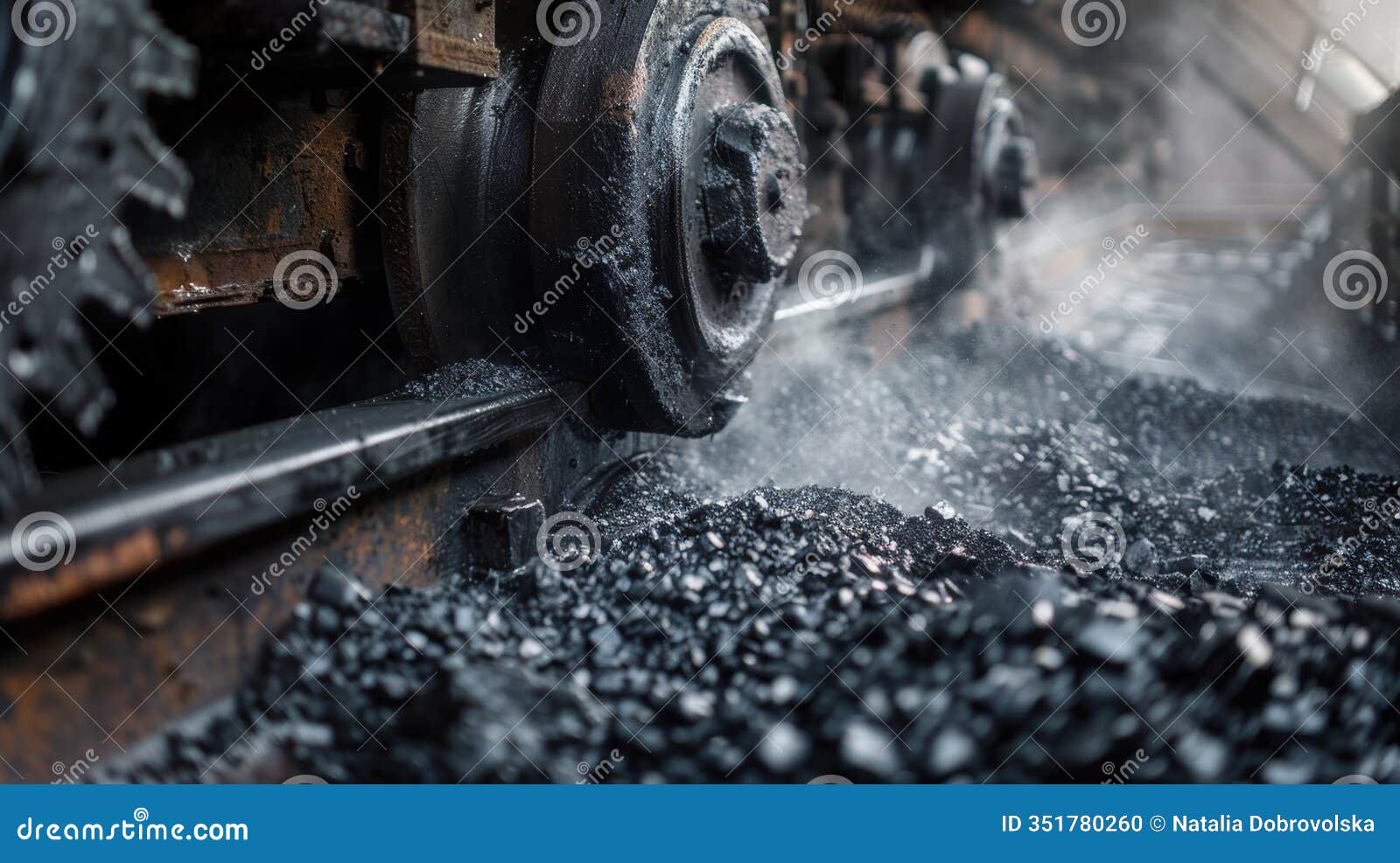 Mining Operation with Workers Extracting Coal from Deep Underground ...