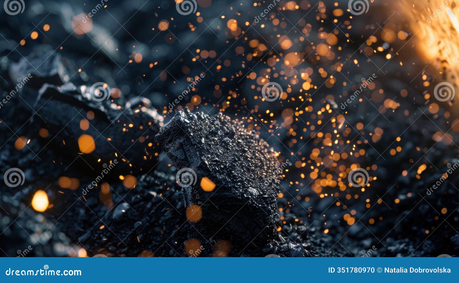 Mining Operation with Workers Extracting Coal from Deep Underground ...