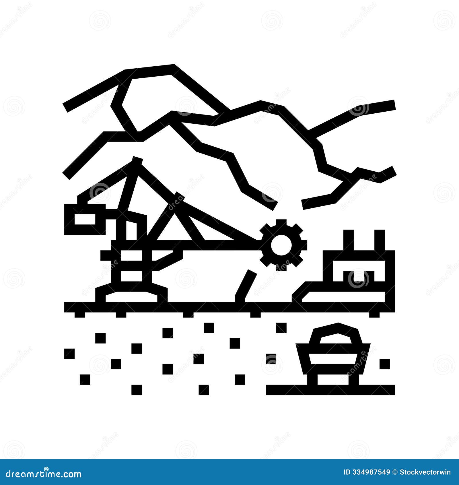 Mining Operations Line Icon Vector Illustration Stock Illustration ...