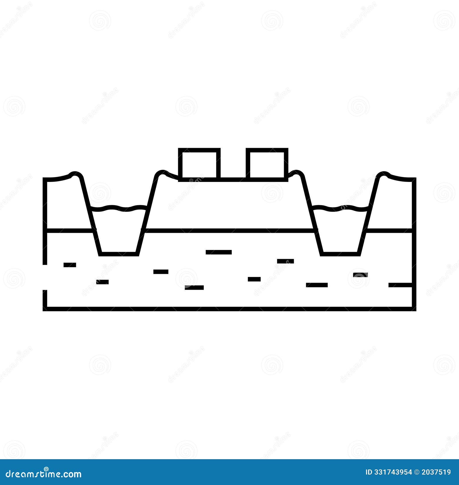 Mining Peat Line Icon Vector Illustration Stock Illustration ...