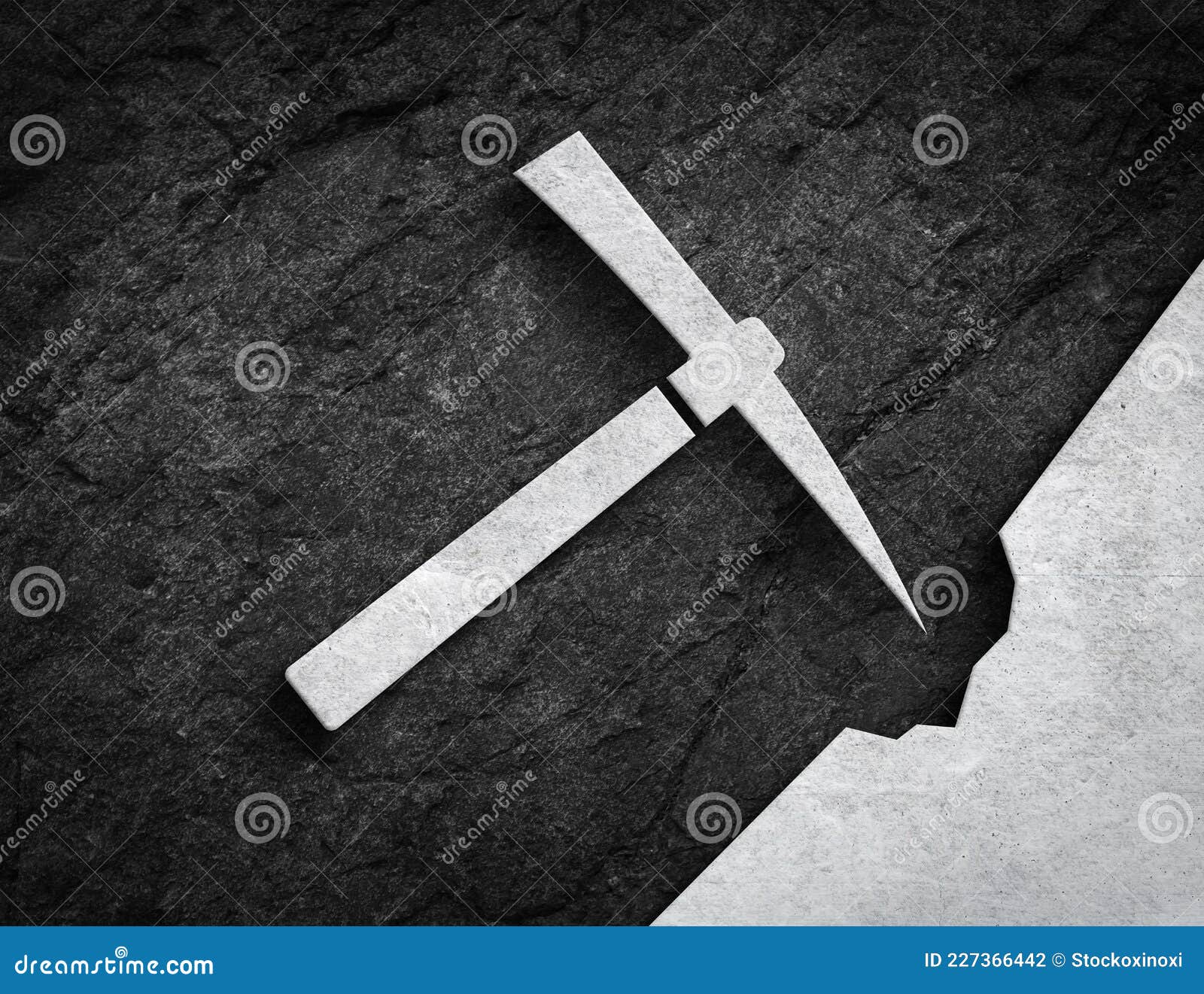 Mining Pickaxe Hitting Rocks Symbol Stone Wall Background Stock ...