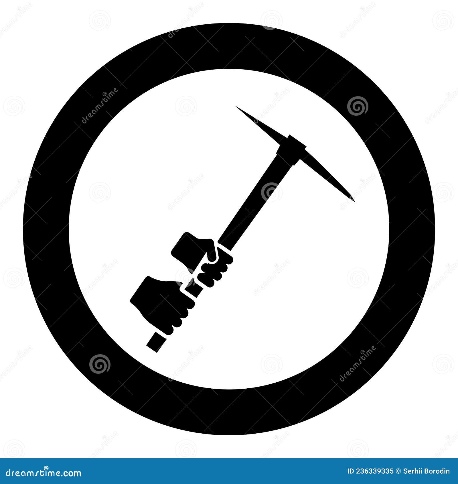 Mining Pickaxe Mattock Pick Axe in Hand Icon in Circle Round Black Color Vector Illustration ...