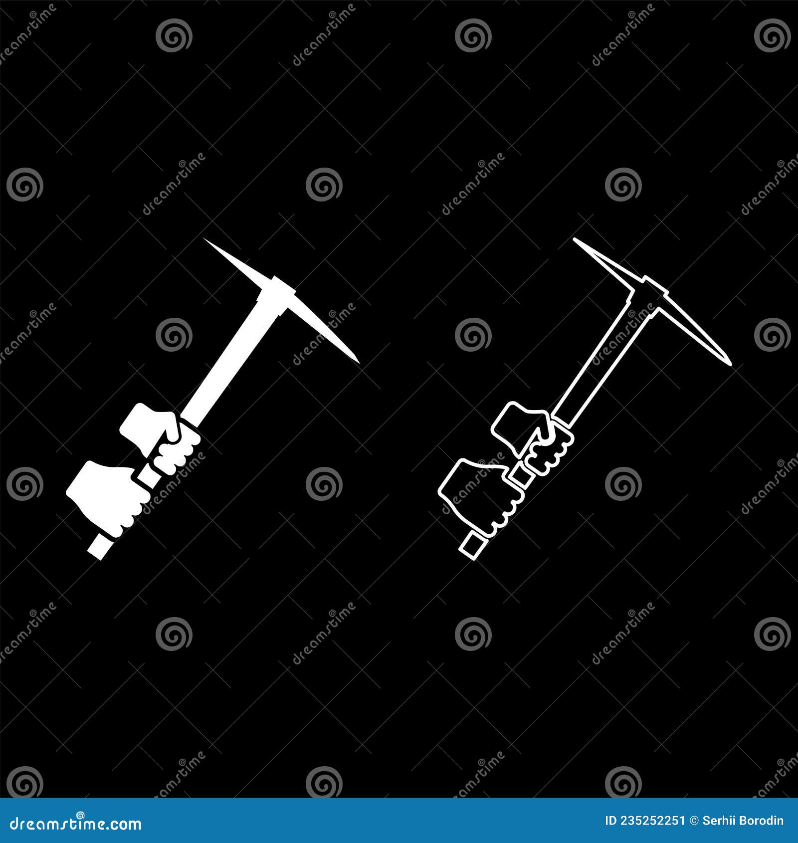 Mining Pickaxe Mattock Pick Axe In Hand Icon White Color Vector ...