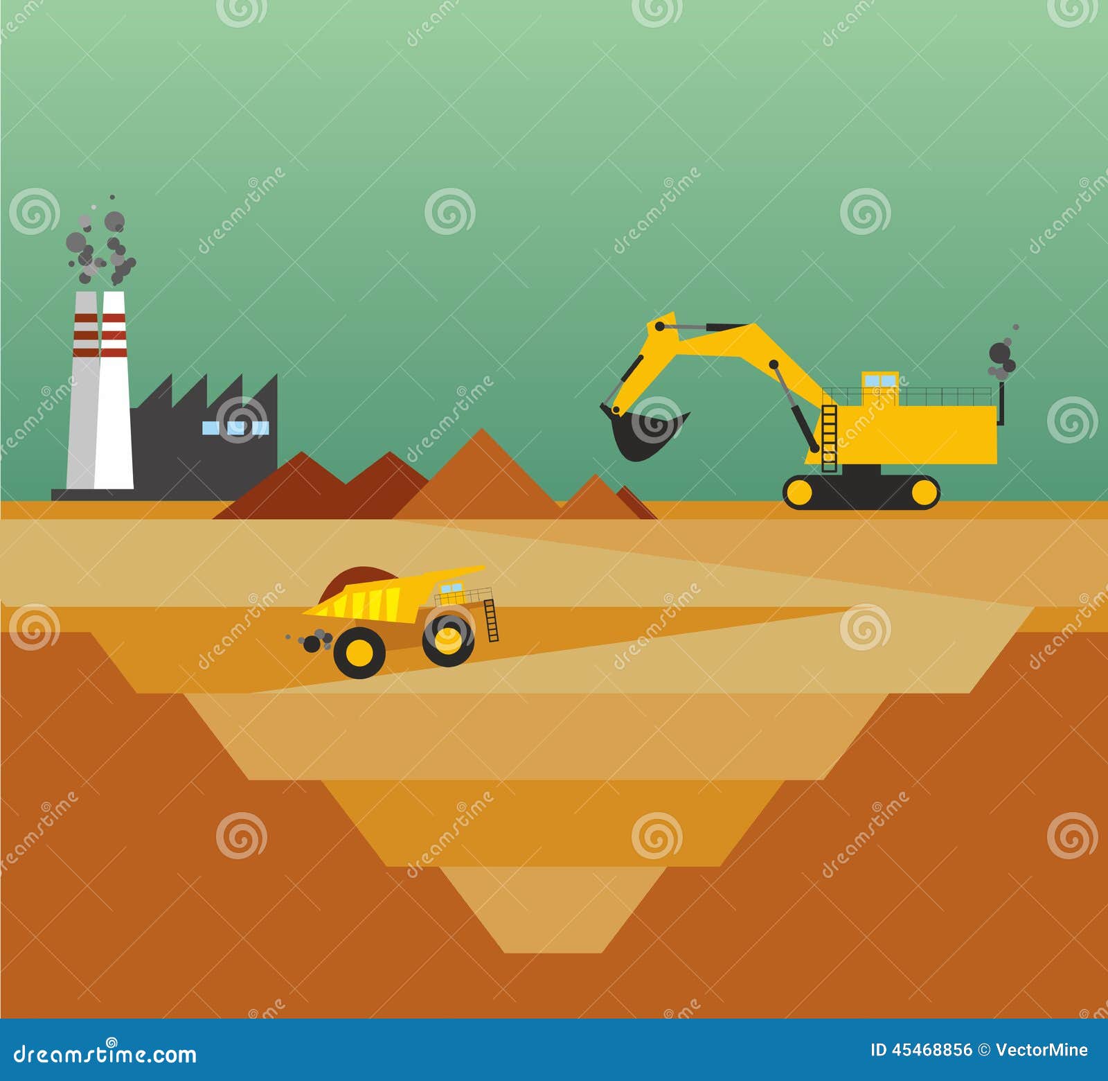 Mining stock vector. Illustration of earthworks, excavator - 45468856