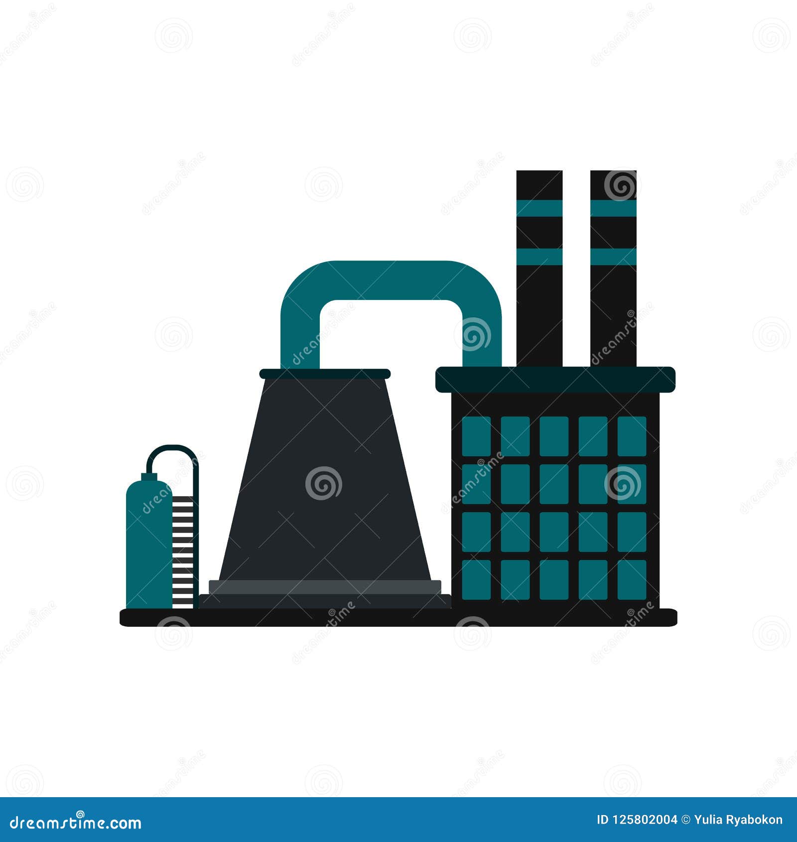 Mining Processing Plant Flat Icon Stock Illustration - Illustration of ...