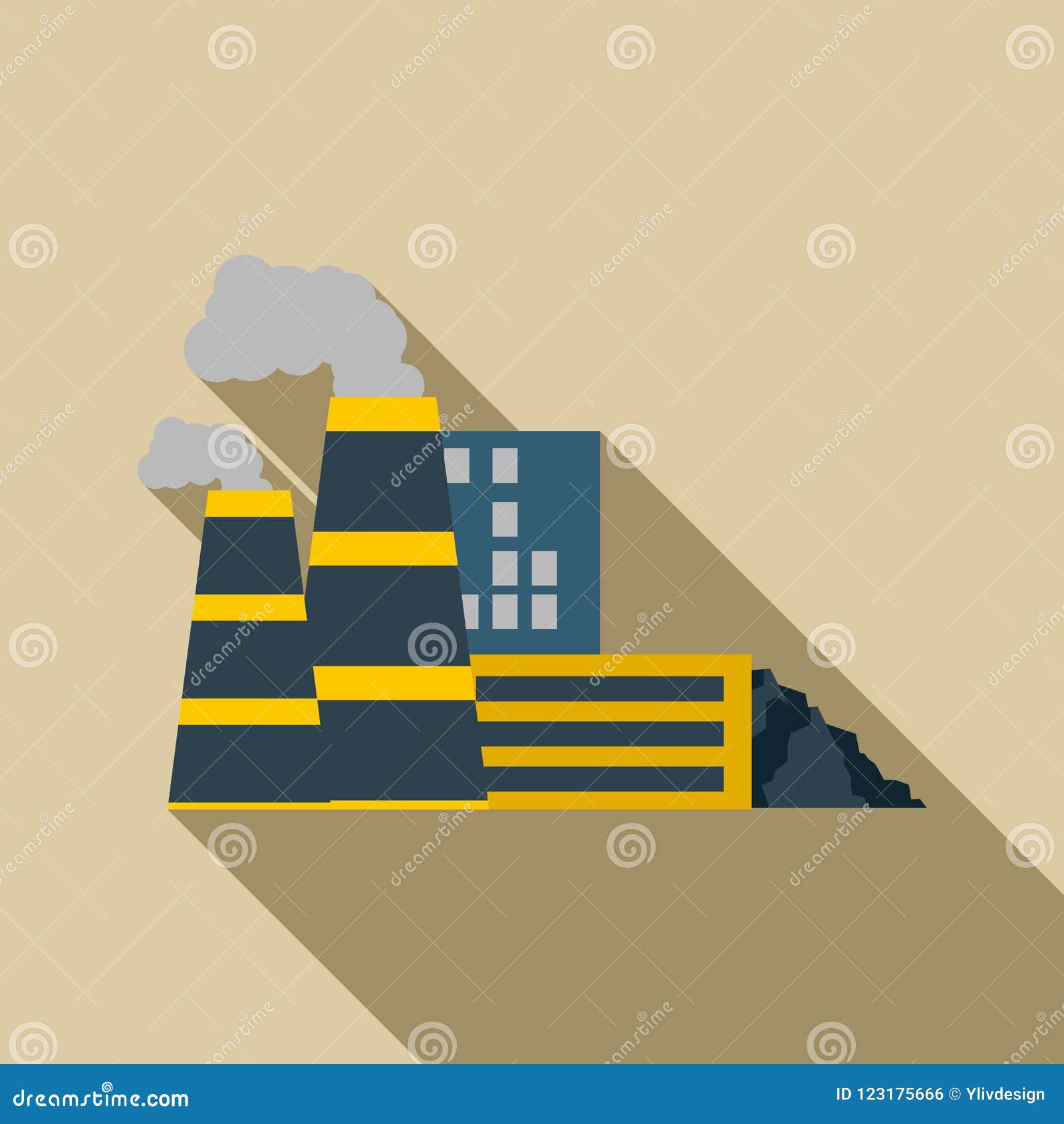 Mining Processing Plant Icon, Flat Style Stock Illustration ...