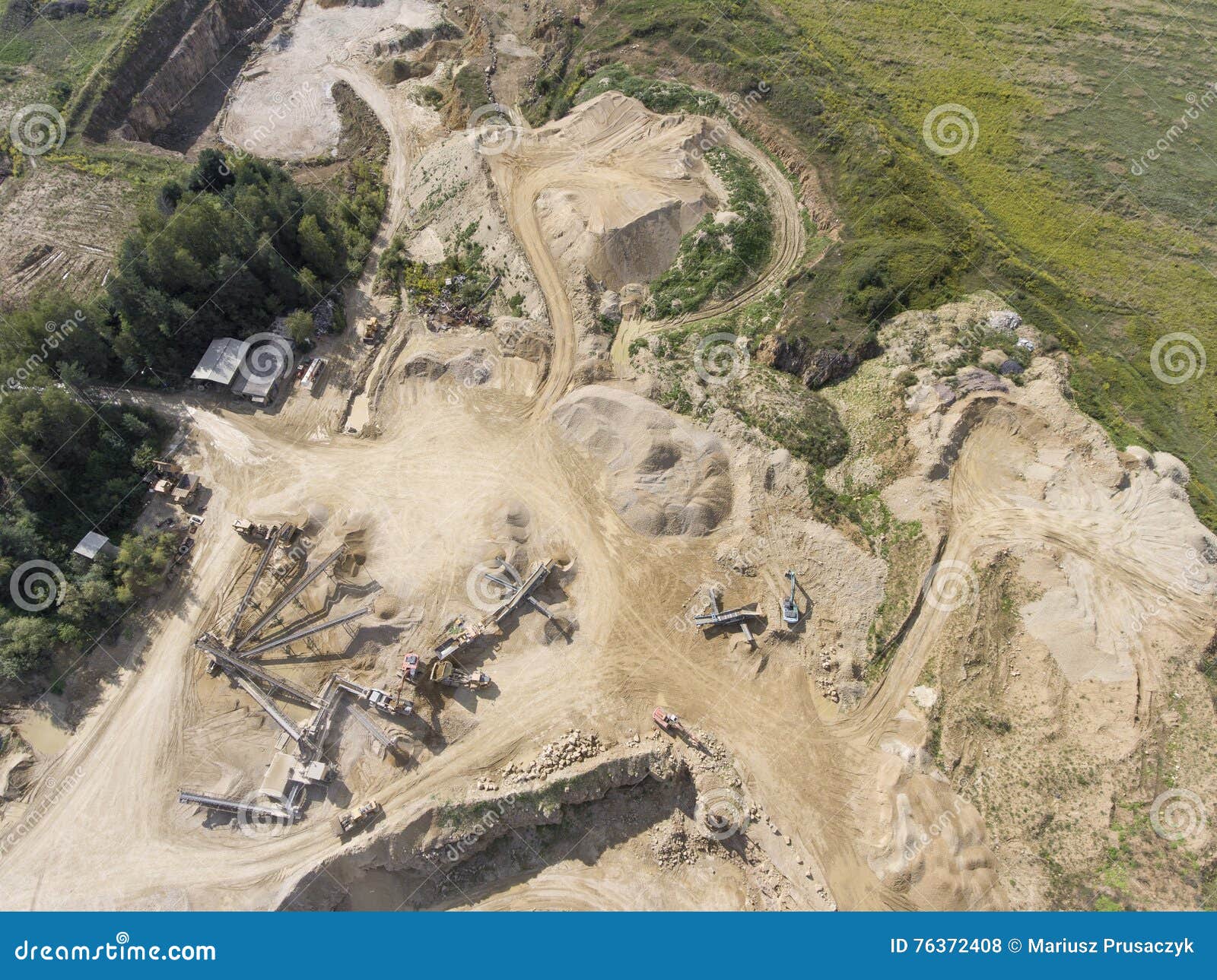 Mining Quarry with Special Equipment, Open Pit Excavation. Sand Stock ...