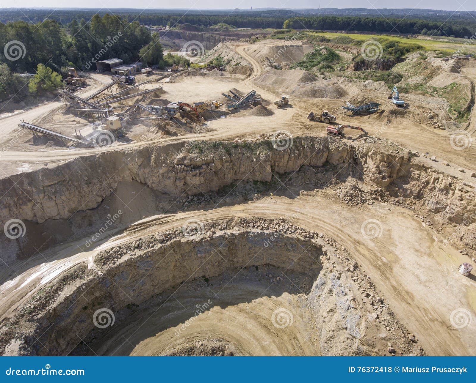 Mining Quarry with Special Equipment, Open Pit Excavation. Sand Stock ...