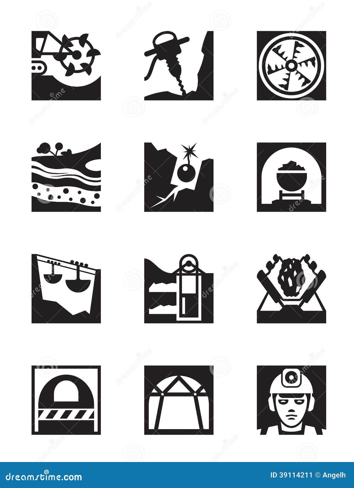 Mining and Quarrying Industry Icon Set Stock Vector - Illustration of ...