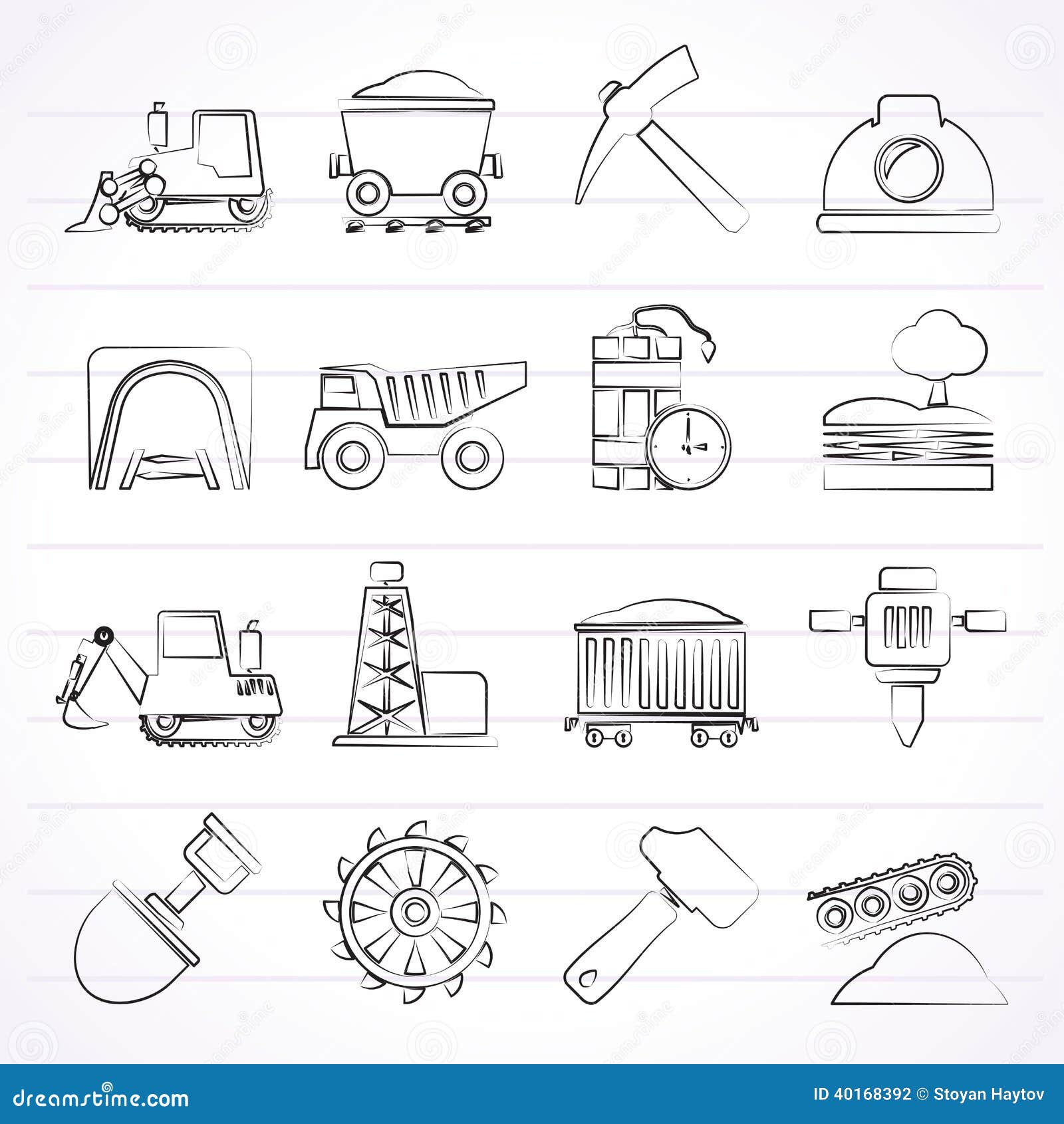Mining and Quarrying Industry Icons Stock Vector - Illustration of ...