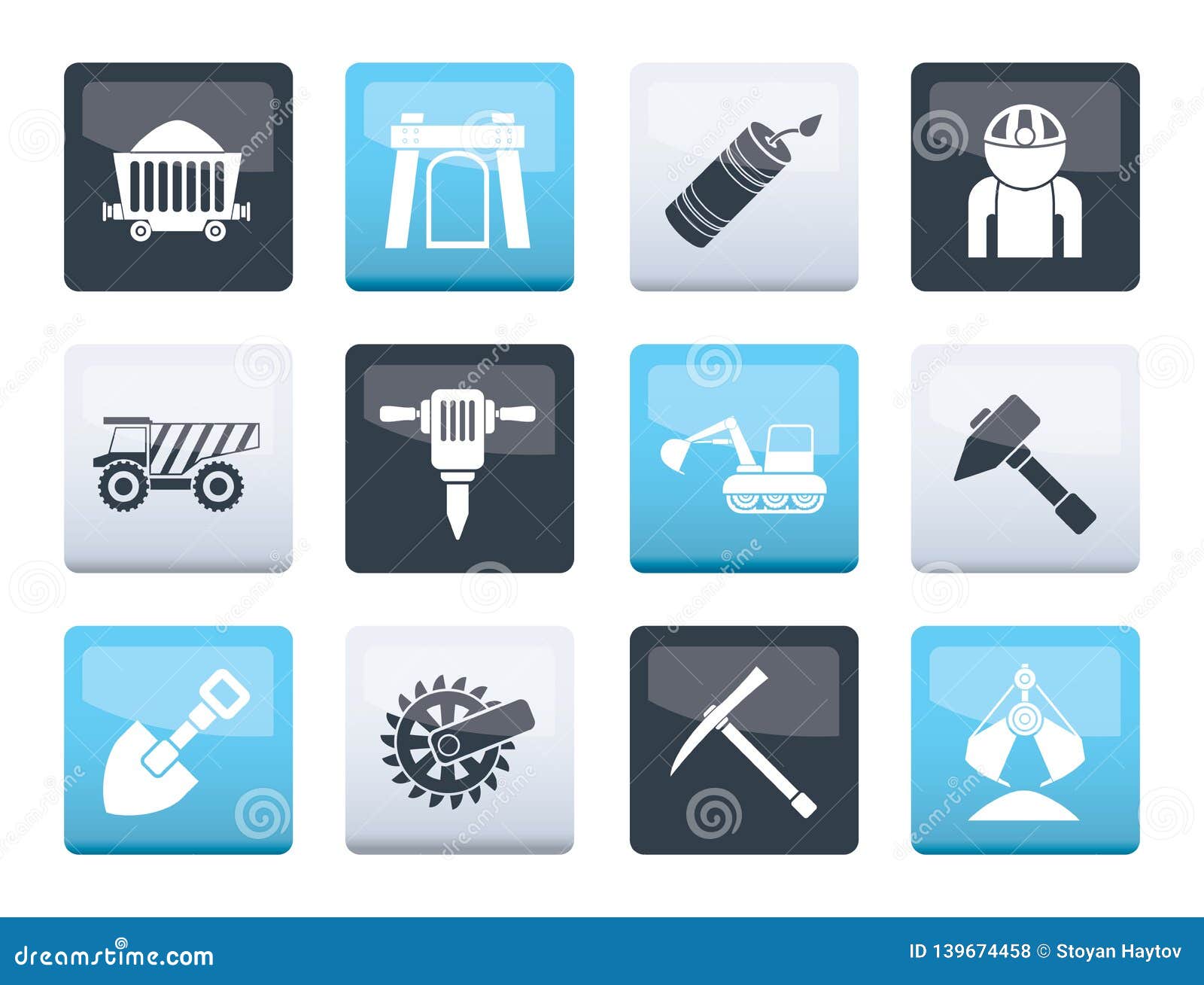 Mining And Quarrying Industry Objects And Icons Over Color Background ...