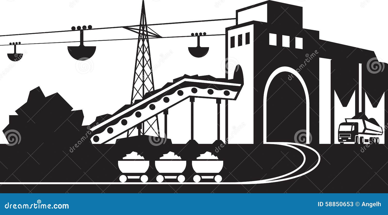 Mining and Quarrying Industry Scene Stock Vector - Illustration of ...