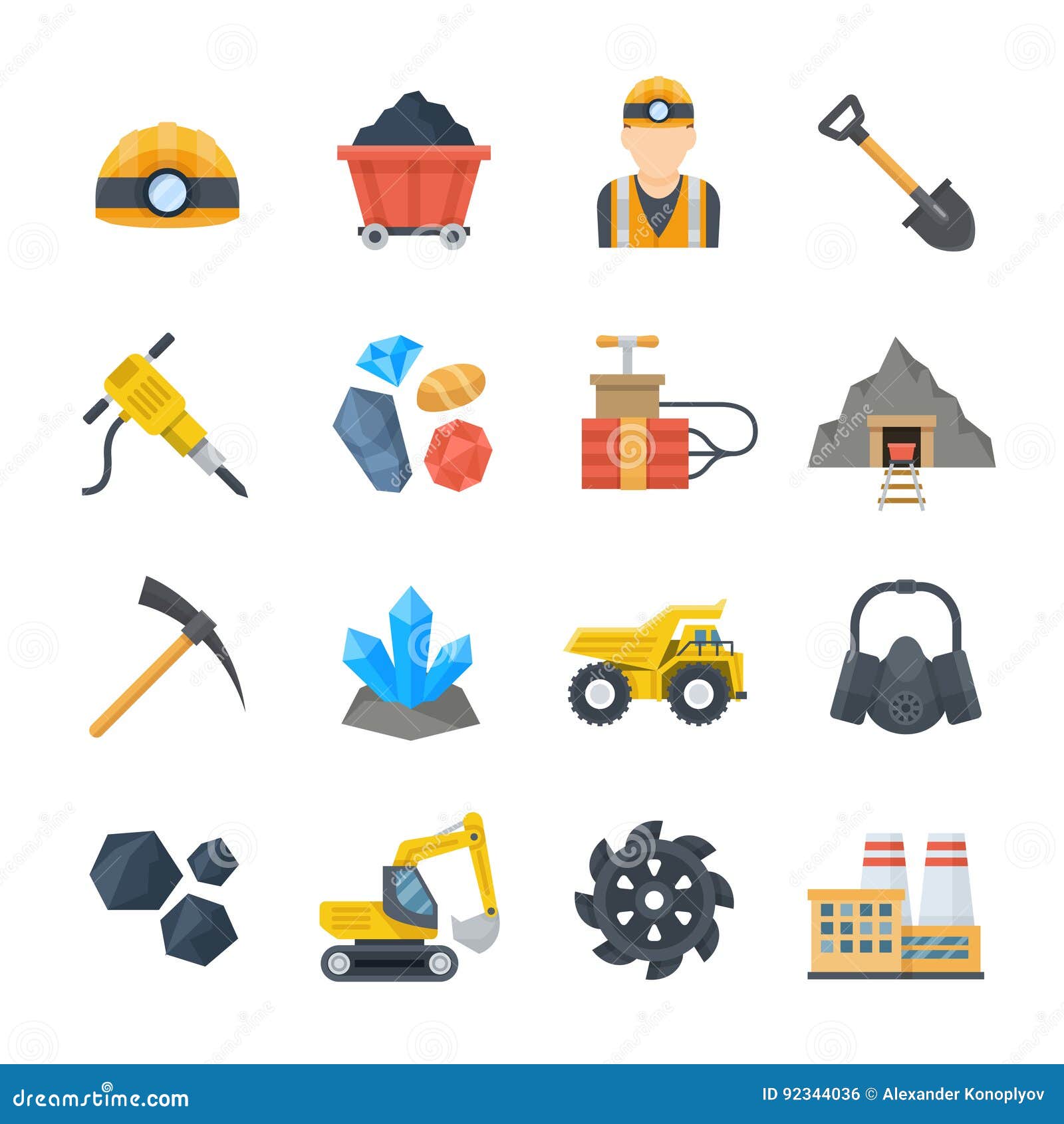 Mining and Quarrying Vector Icons in Flat Style Stock Vector ...