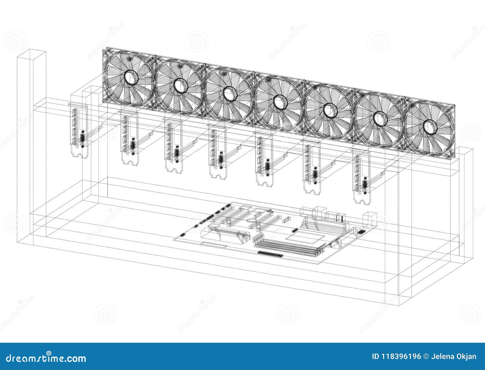 Mining Rig Architect Blueprint - Isolated Stock Illustration ...