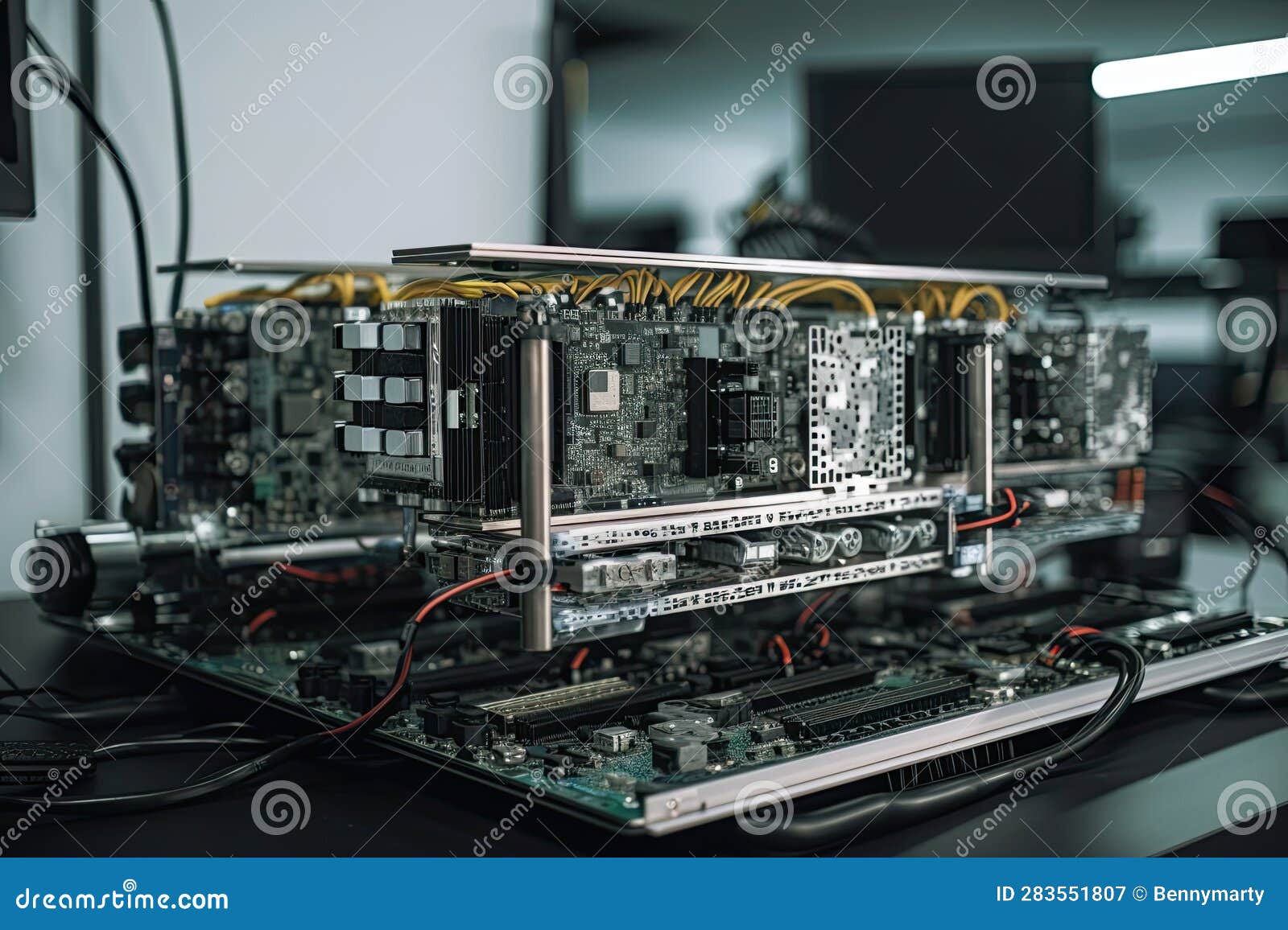 Bitcoin mining rigs stock illustration. Illustration of computer ...
