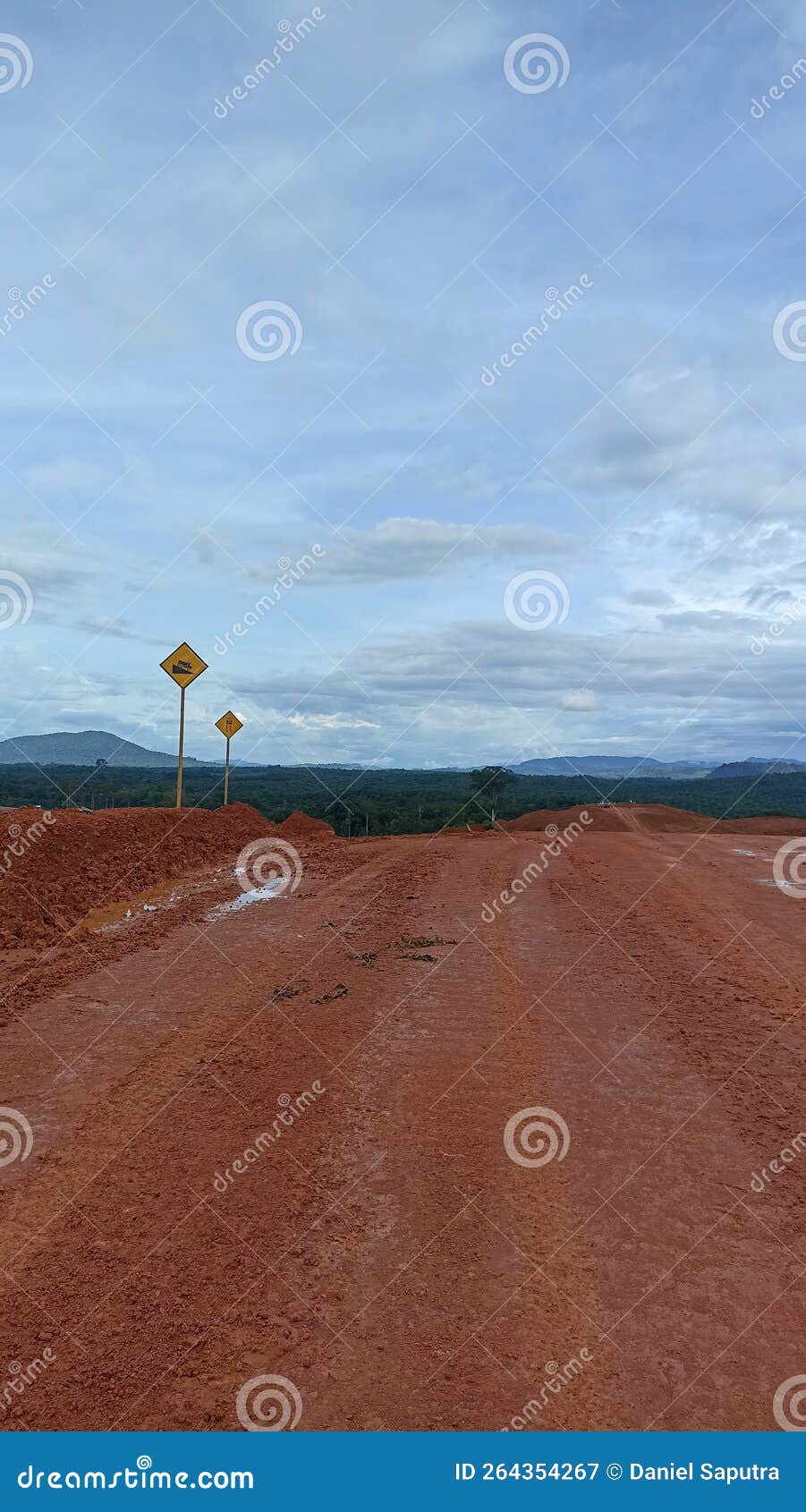 Mining Road with Sign and Mountains Stock Image - Image of road, mining ...