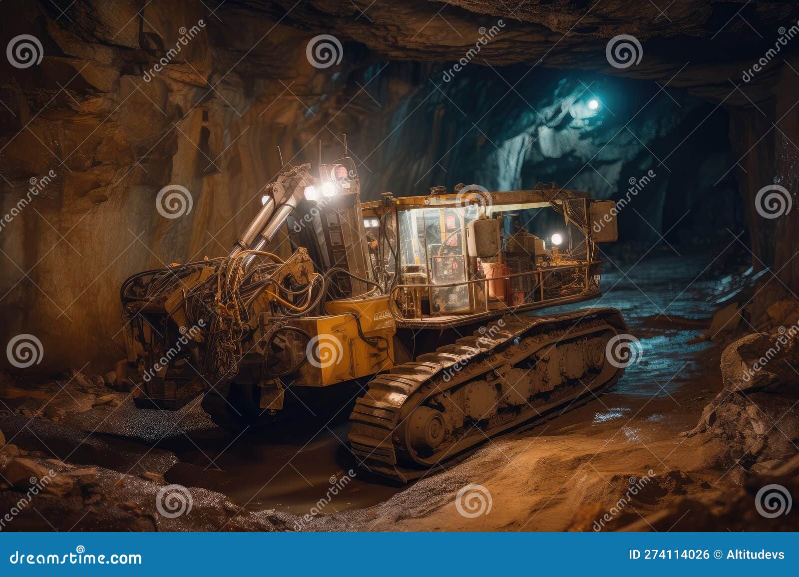 Mining Robot Extracting Valuable Materials From Deep Underground Mine