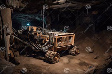 Mining Robot Extracting Valuable Materials from Deep Underground Mine ...