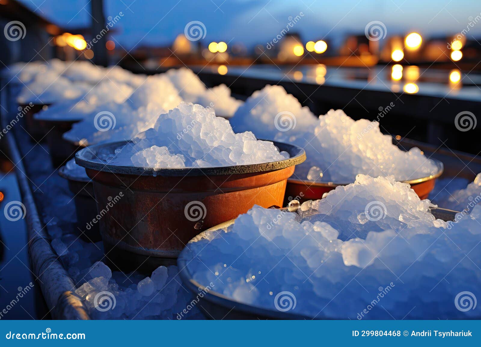 Mining Salt in Buckets for Further Conveyor Processing. Stock Photo ...