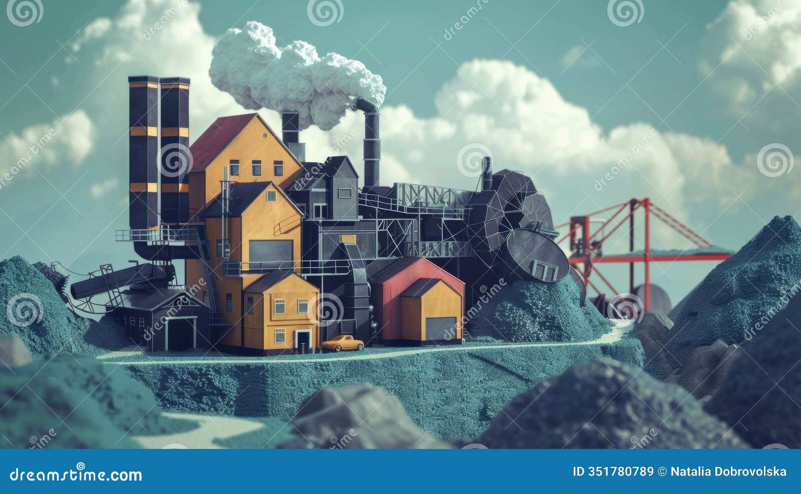 A Mining Site with Heavy Machinery Working on an Underground Shaft To ...