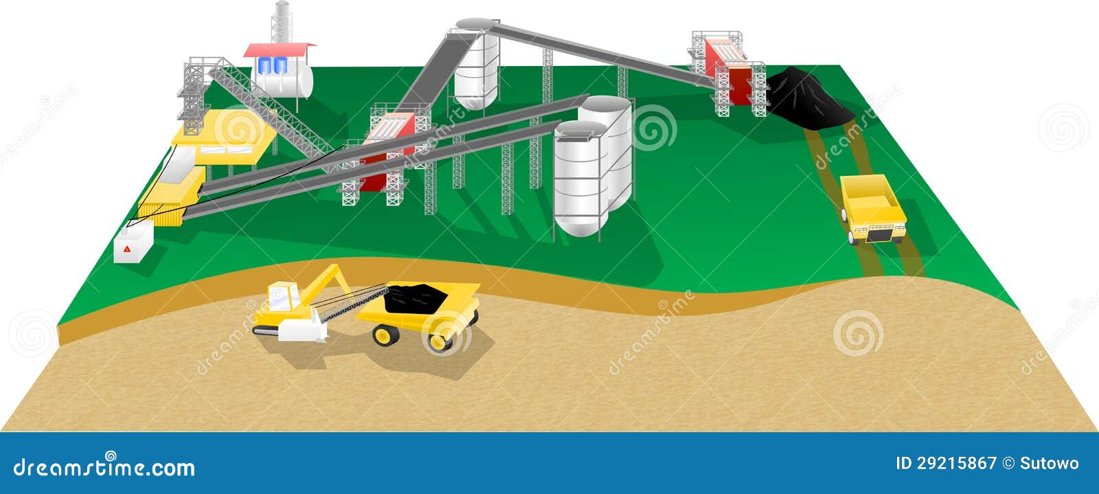 Mining site operation stock illustration. Illustration of trucks - 29215867