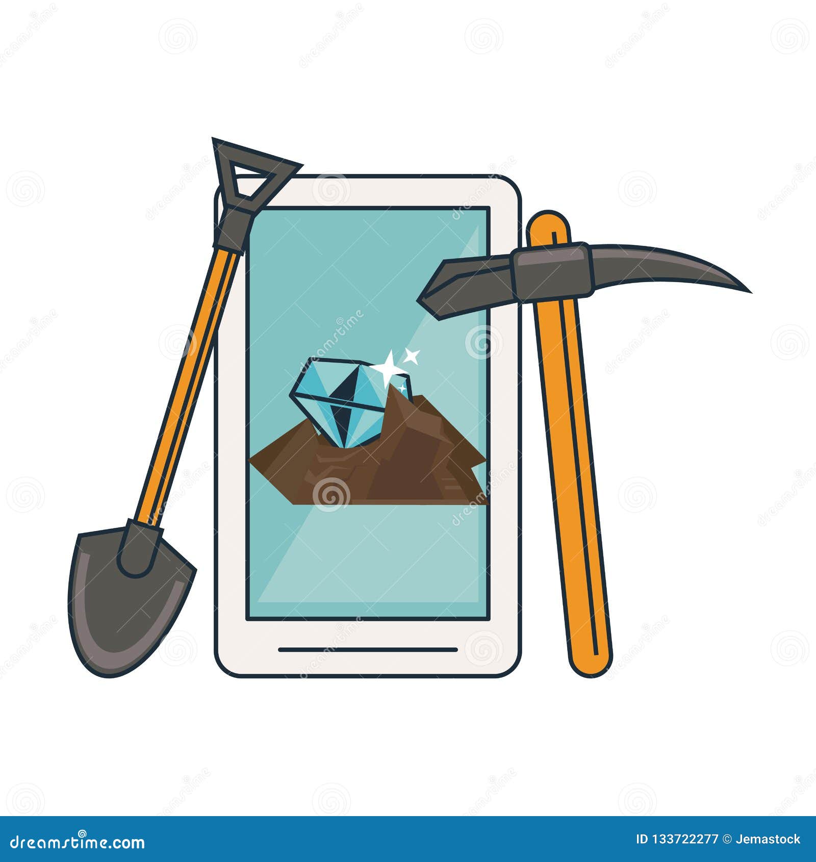 Mining from Smartphone and Tools Stock Vector - Illustration of crypto ...